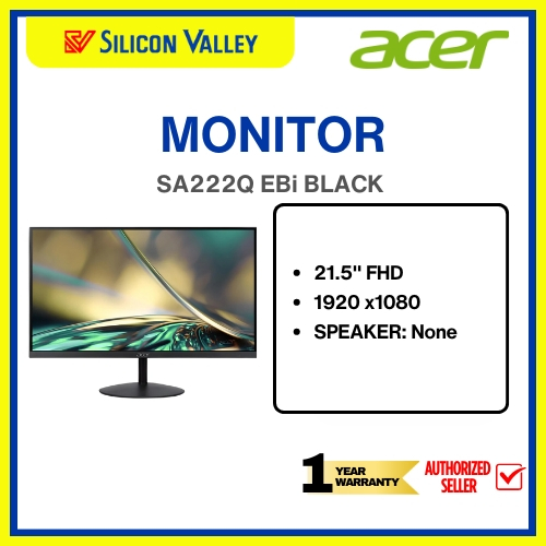 ACER SA222Q EBi BLACK Monitor | 21.5inch | 1920 x1080 | 100Hz refresh ...