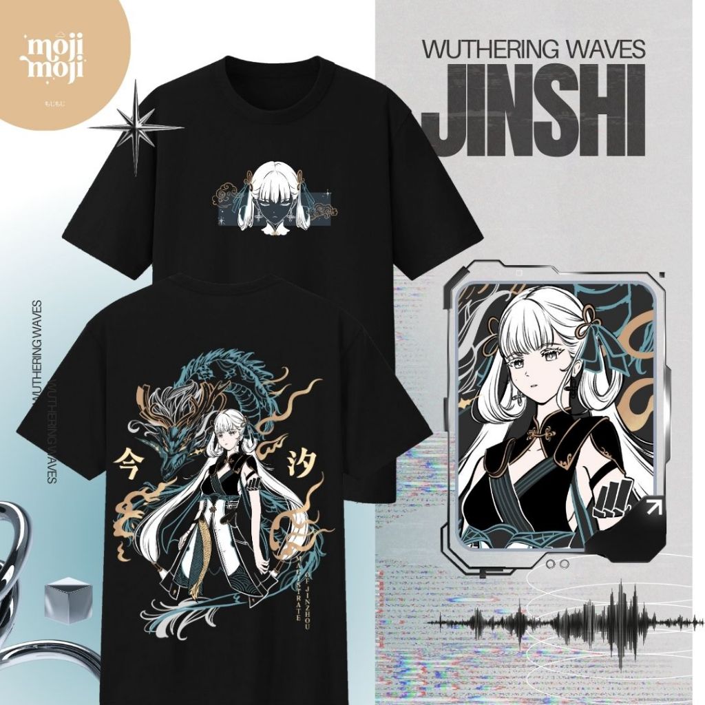 JINSHI Wuthering Waves Shirt in Black / White / Khaki Kuro Games Merch ...