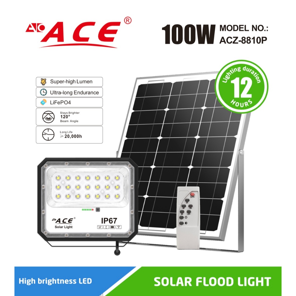 ACE Solar Flood Light (white) | Shopee Malaysia
