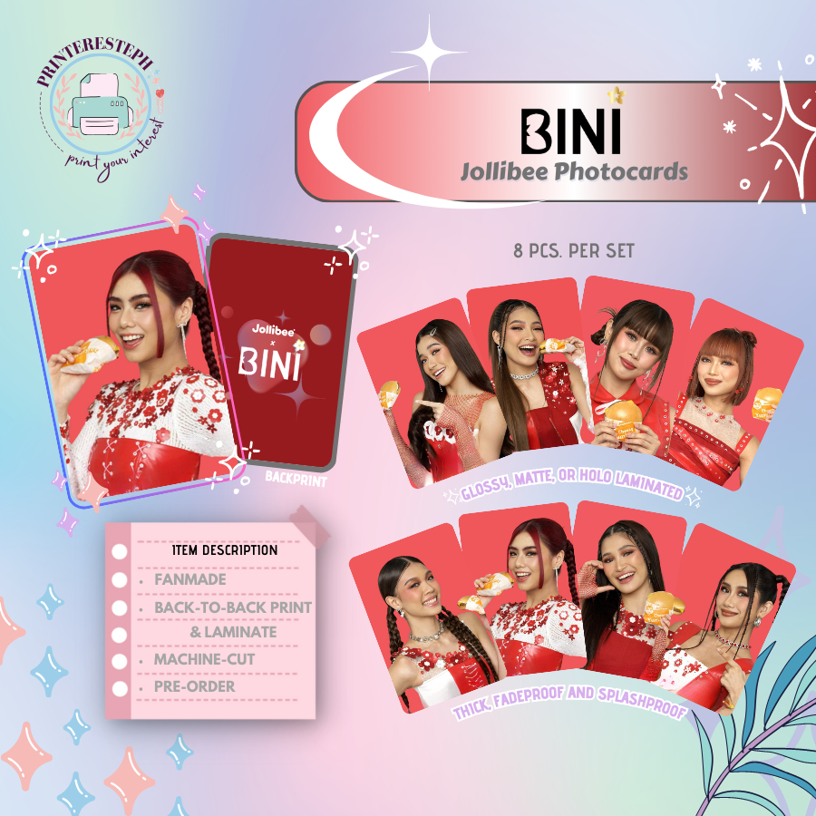 BINI x Jollibee / JolliBINI Photocards (Fanmade) 8pcs. SET | Shopee ...