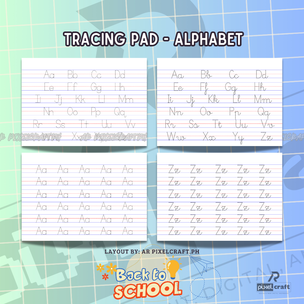 TRACING PAD - ALPHABET CURSIVE AND NON-CURSIVE WRITING 40 / 26 PAGES ...