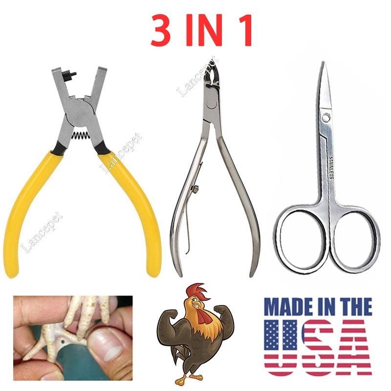 3 in 1 Gamefowl Accessories 2mm Chick Toe Puncher+Rooster Feather ...