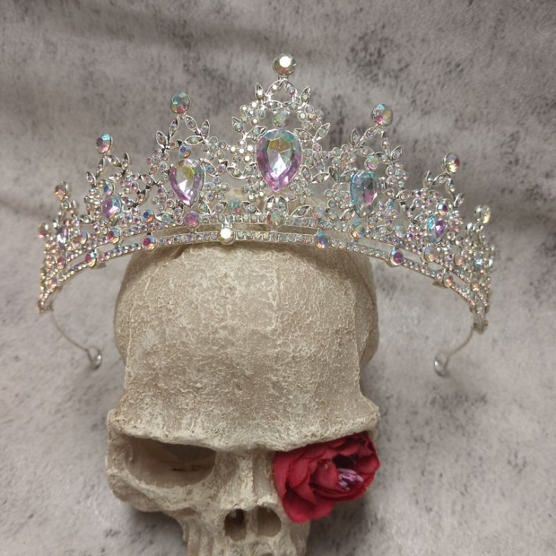 Silver Elegant Rainbow Rhinestone Debut Pageant Bridal Tiara Crown ...