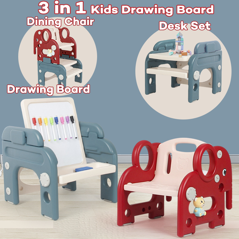 4 in 1 Drawing Board Multi-functional Drawing Table with Chair Study ...