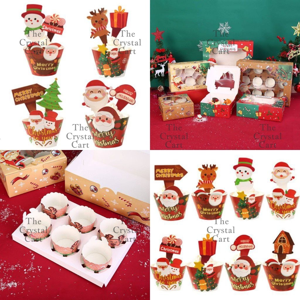 Christmas Liner and Cupcake Box for Baking Cupcake Dessert DIY ...