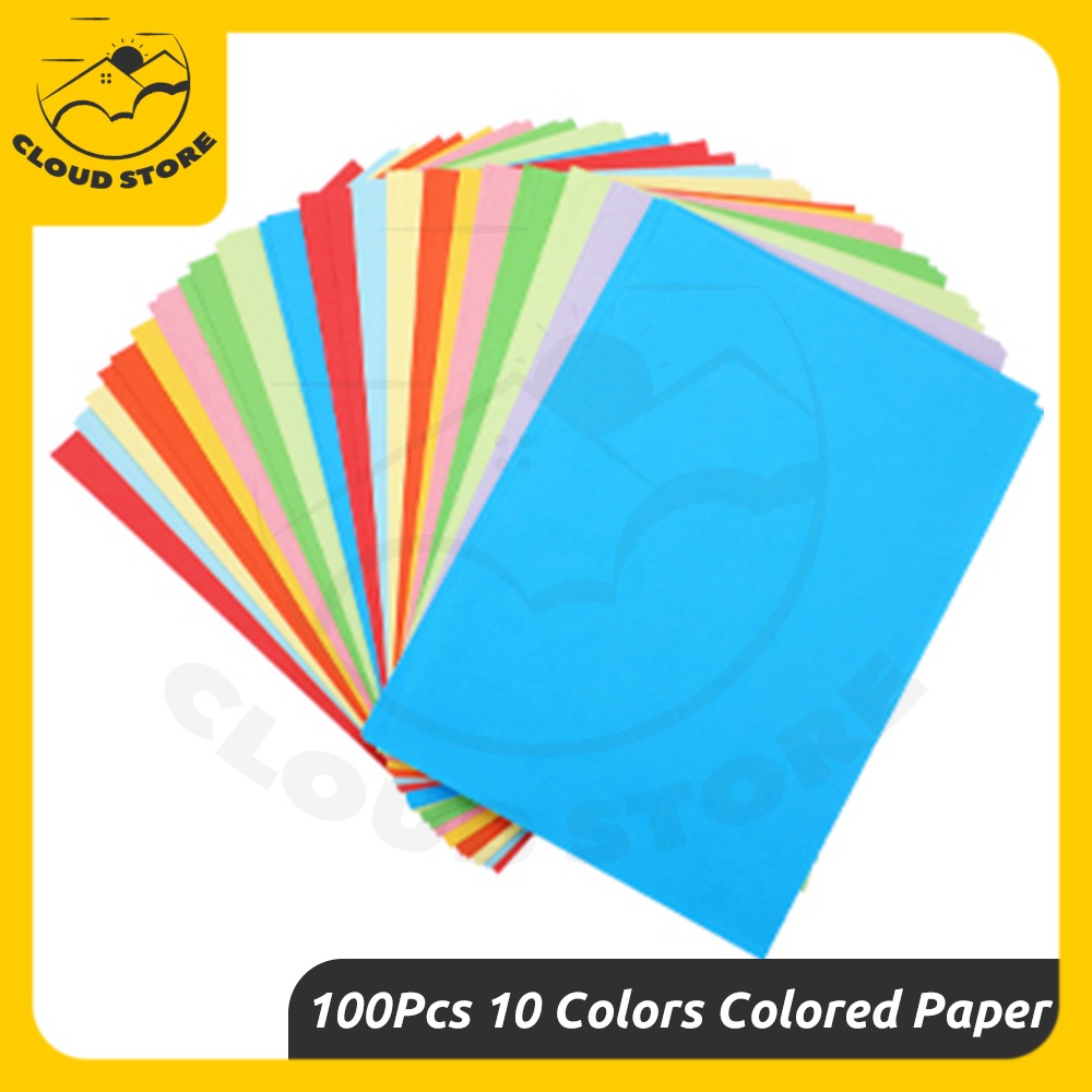 100Pcs 10 Colors Colored Paper A4 Printer Paper Copy Paper Stationery ...