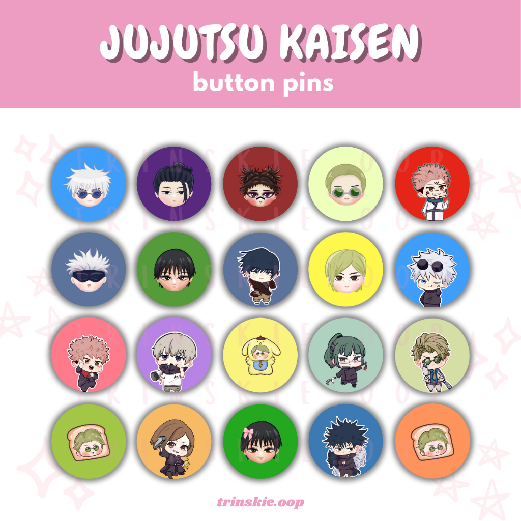 JUJUTSU KAISEN button pins | trinskie.oop (gojou, geto, nanami, megumi ...