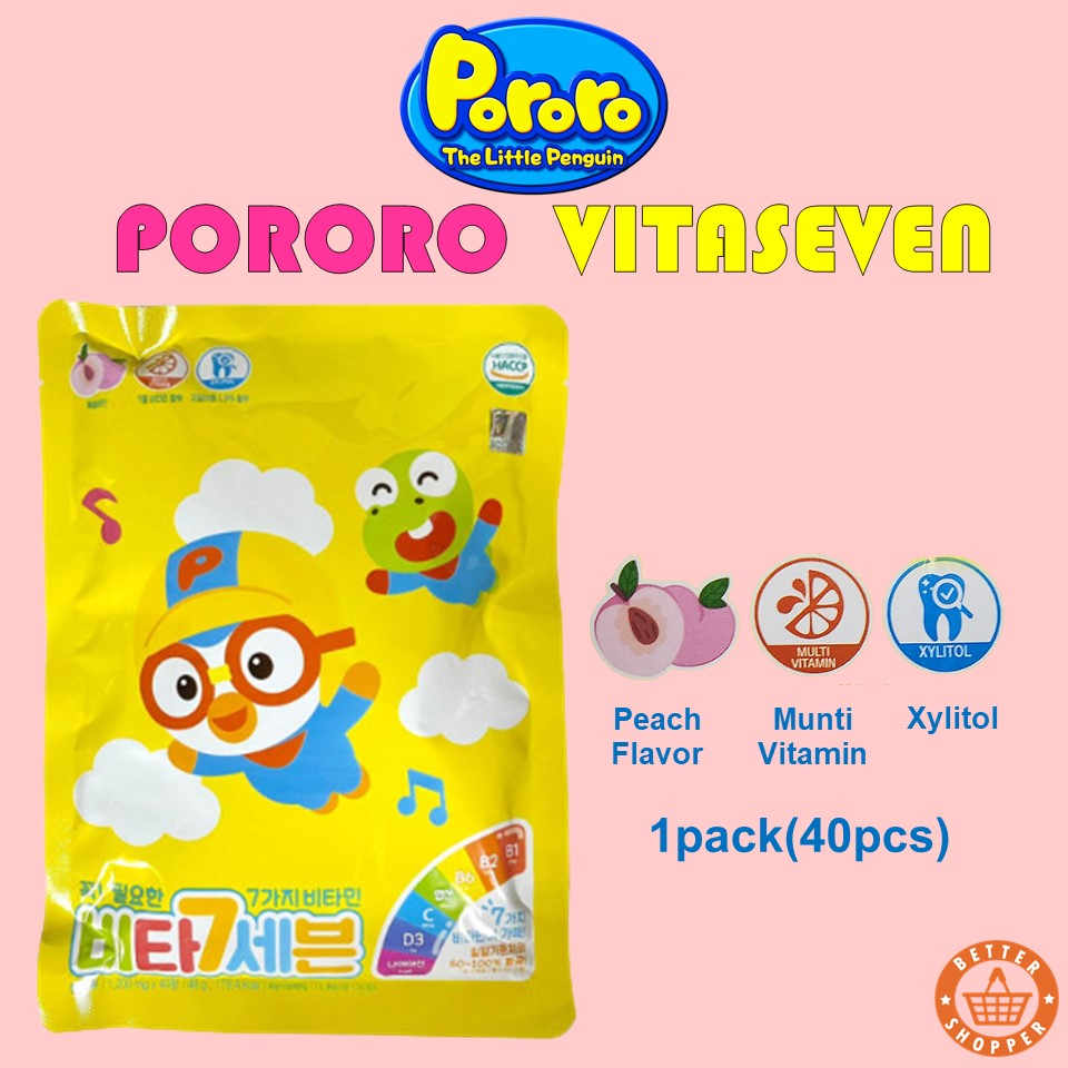 Pororo Vitaseven Multi Vitamin Chewable 40Pcs/pack 48g tablet | Shopee ...