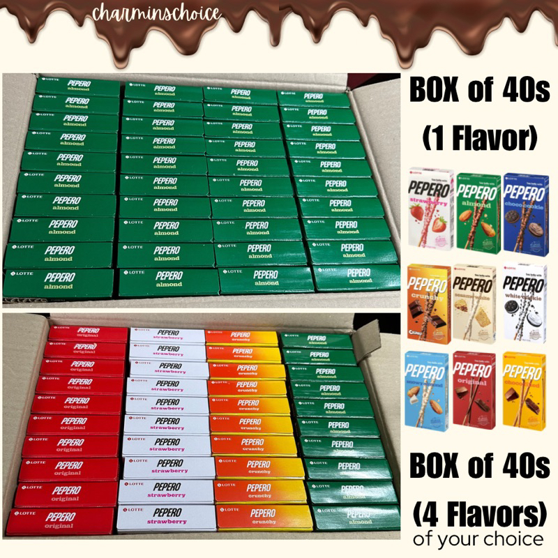Lotte Pepero BOX of 40s Nov 2024 Expiry (Box of One Flavor or Box of ...