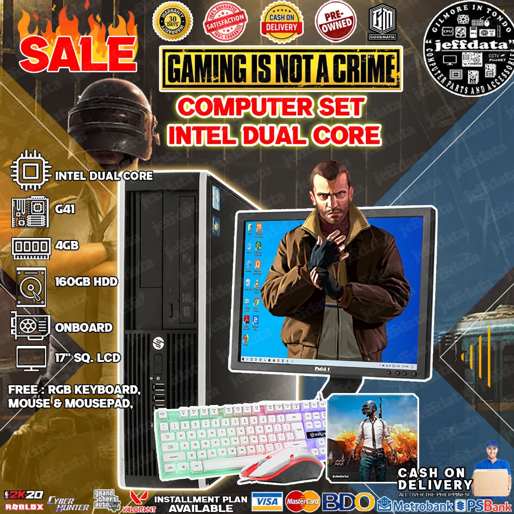 Computer Set Intel dual Core 4gb 160gb hdd 17 sq lcd Led keyboard and ...