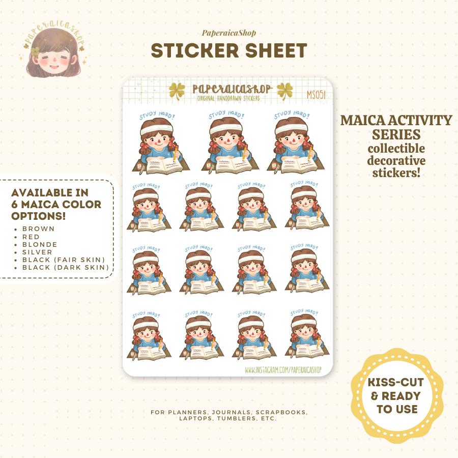 Study Hard Stickers, Studying Stickers, Cute Girl Stickers, Cute ...