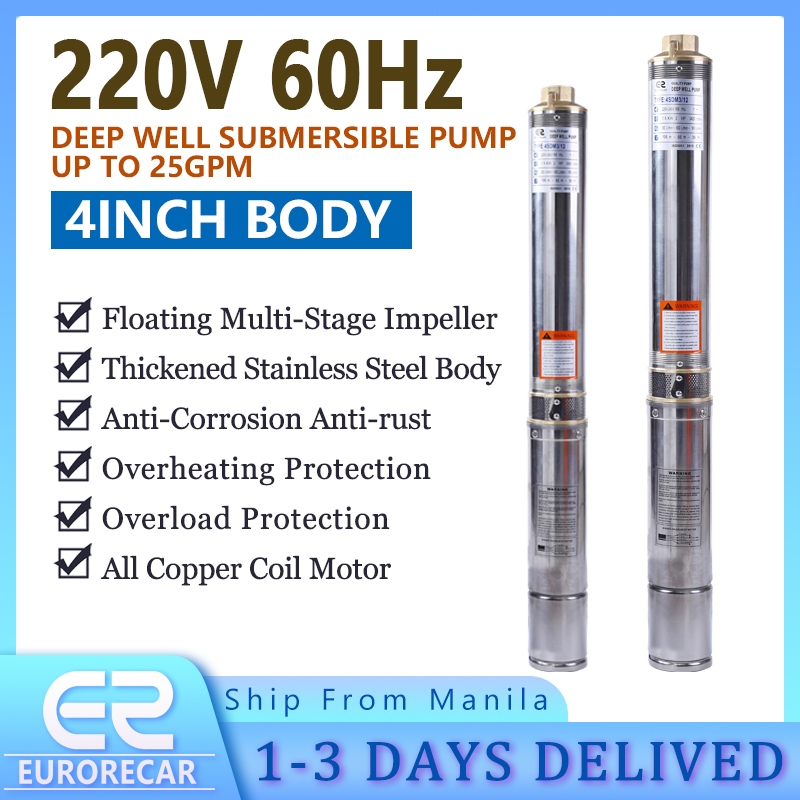 220V/60Hz Submersible Pump 4'' 3HP Electric Self Priming Deep Well Pump High Pressure Impeller ...