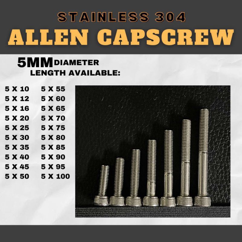 M5 stainless allen capscrew (sold per pc) | Shopee Malaysia
