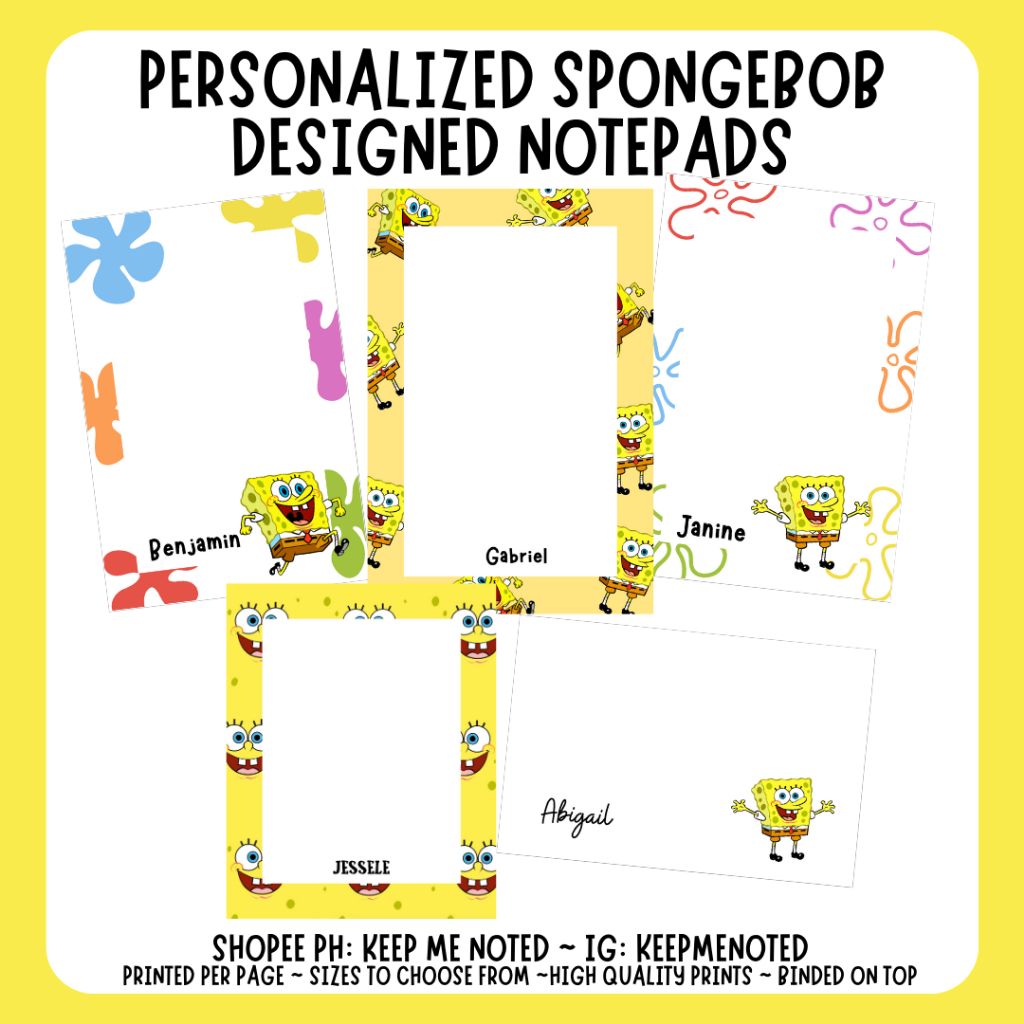 Personalized Spongebob Notepads keepmenoted Giveaways for Events ...