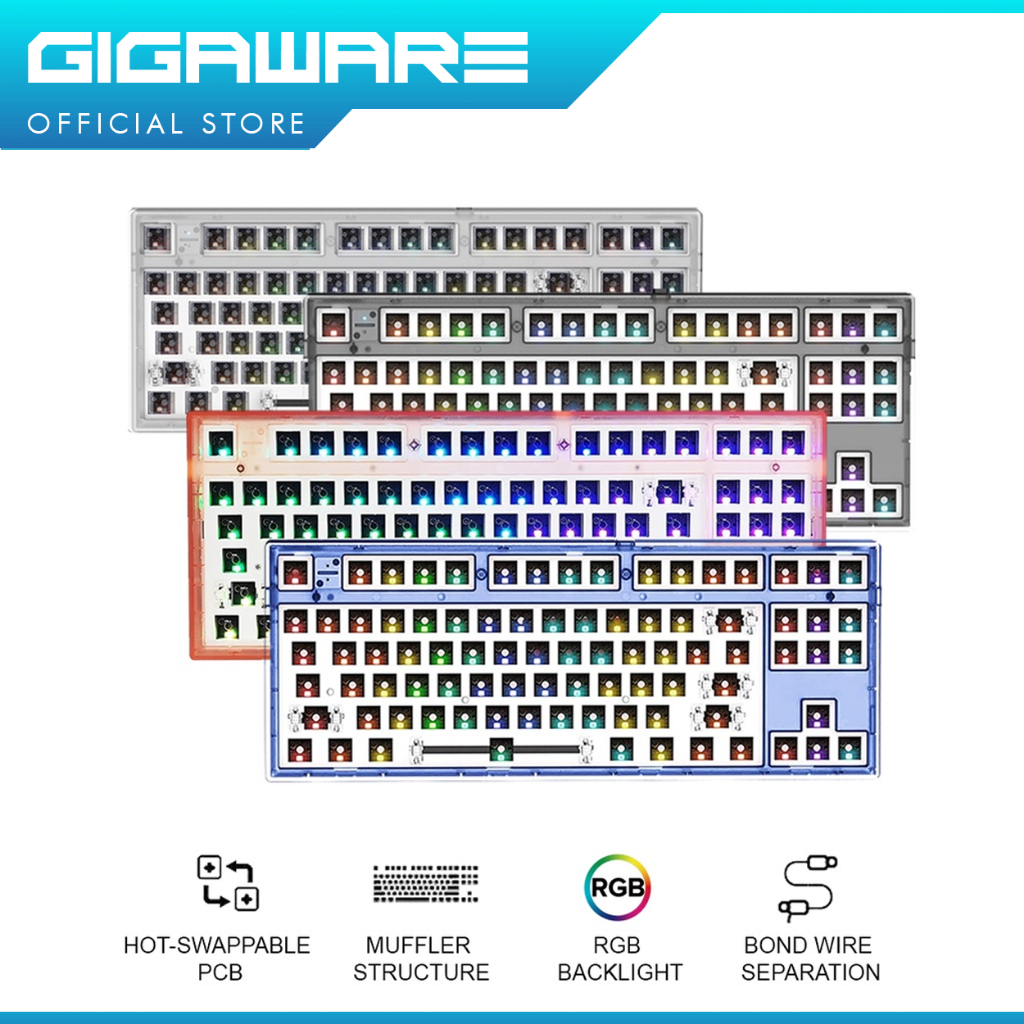 Gigaware MK870 DIY 87 Keys Hot-swappable 80% Mechanical Keyboard Kit USB Wired RGB Backlight ...