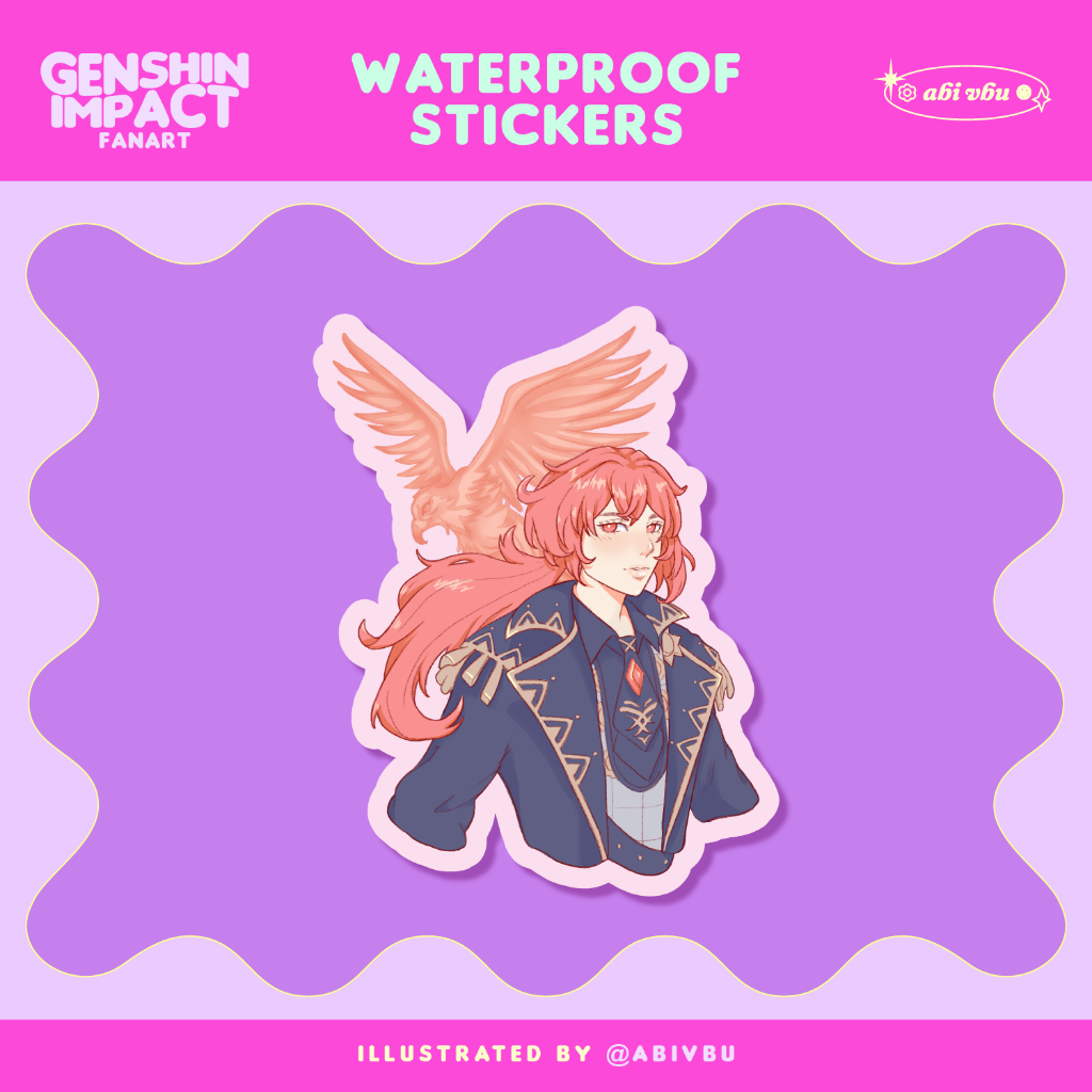 Diluc Laptop Sticker: Waterproof Vinyl Fanart Stickers by AbiVbu ...