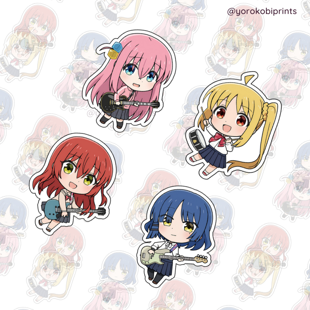 Bocchi the Rock! - Bocchi, Nijika, Ryo, Kita - Chibi - Waterproof ...