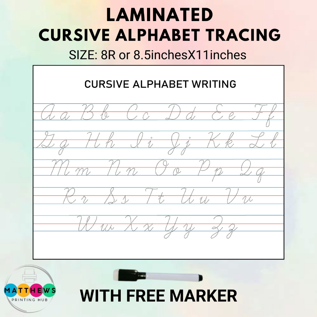 LAMINATED CURSIVE ALPHABET TRACING WITH FREE PEN | Shopee Malaysia