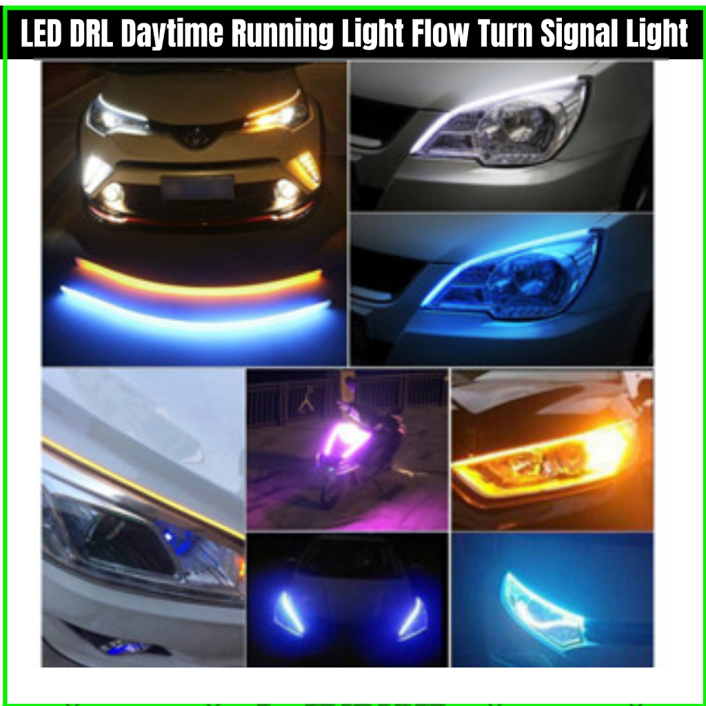 60CM Car LED Drl Daytime Running Light Flow Turn Signal Guide Two Color ...