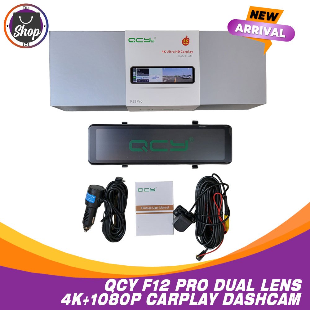NEW QCY F12 PRO Dual Lens 4K+1080P Ultra HD Carplay & Android Auto ...