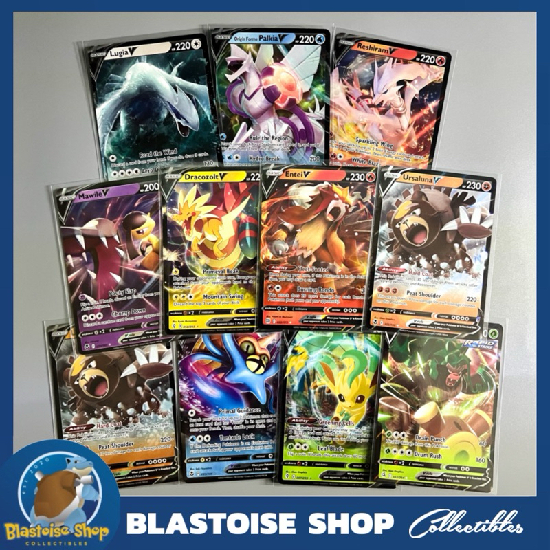 English Pokemon TCG: V Cards Lugia Palkia Reshiram Mawilr Dracozolt ...
