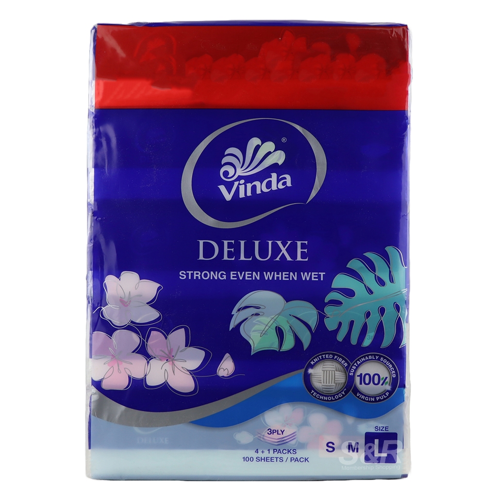 Vinda Deluxe 3-Ply Facial Tissues with Knitted Fiber Technology 5packs ...