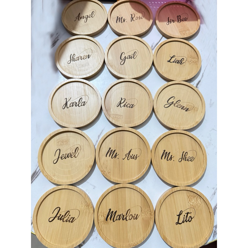 Personalized Bamboo Coaster with Free Name Engrave Coasters with name ...