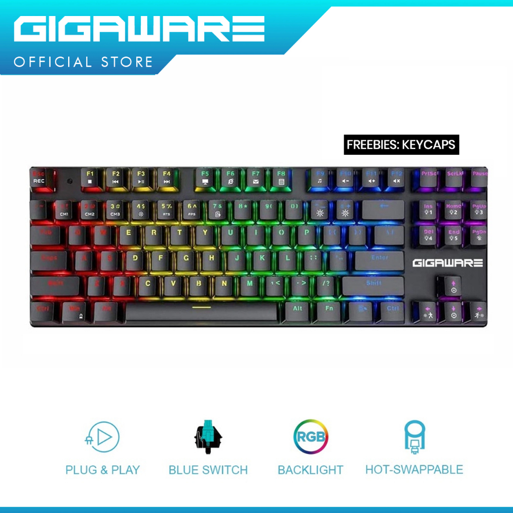 Gigaware KG1 Mnemonix TKL 87 104 Keys Hot-Swappable RGB Backlight Mechanical Keyboard Free ...