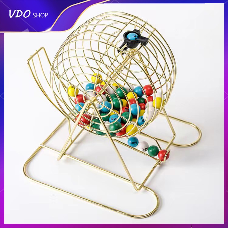 Bingo set game Lotto Lottery Family Bingo Game Set golden Cage Balls ...