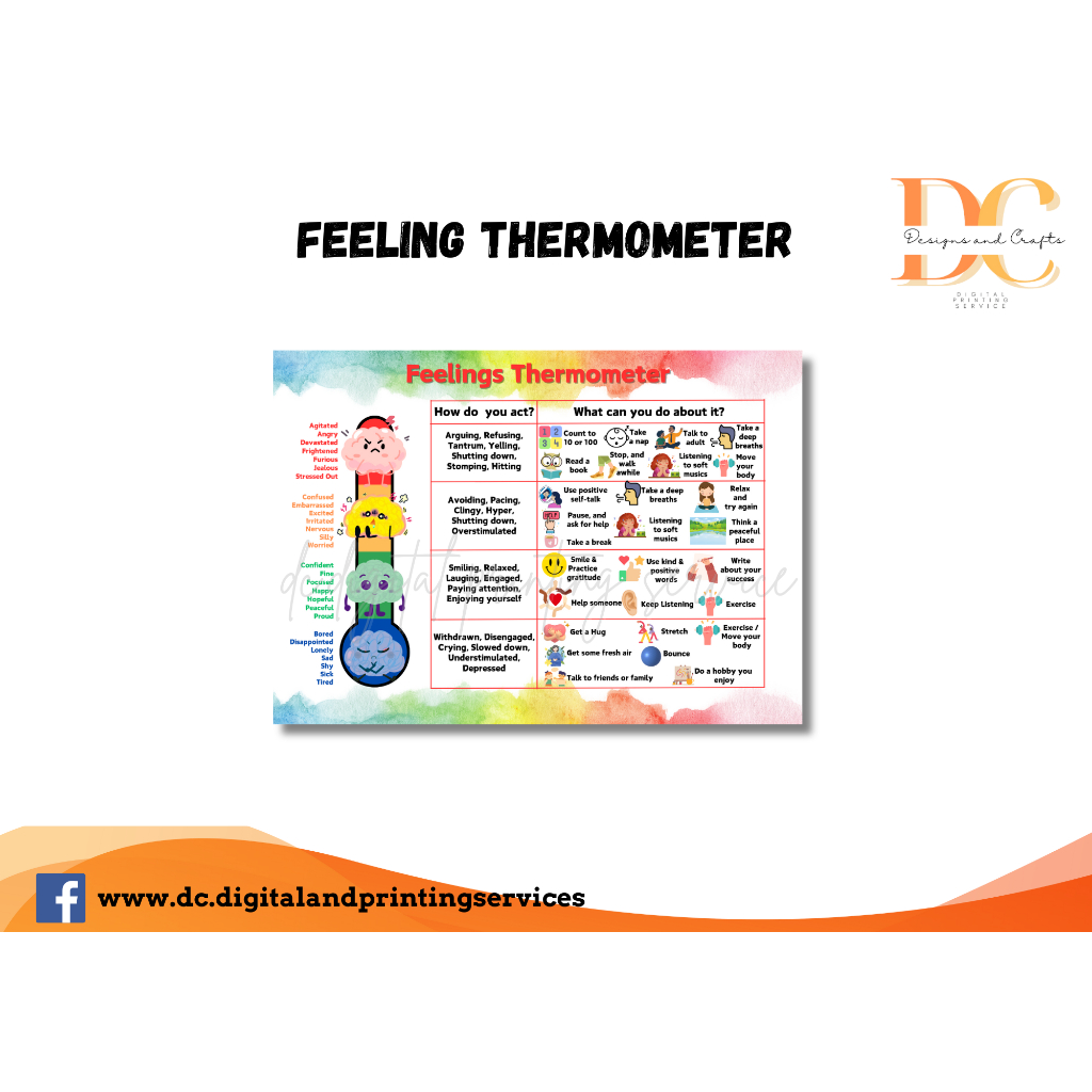Educational Chart Feelings Thermometer Emotion Charts | Shopee Malaysia