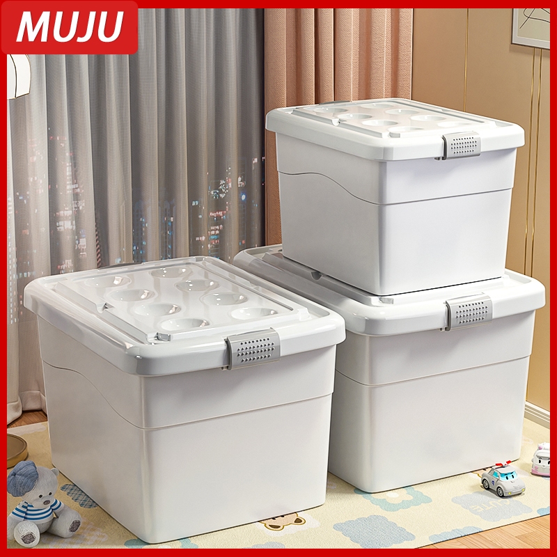 MUJU Stackable Plastic Storage Box with Lid Home Storage Bins ...