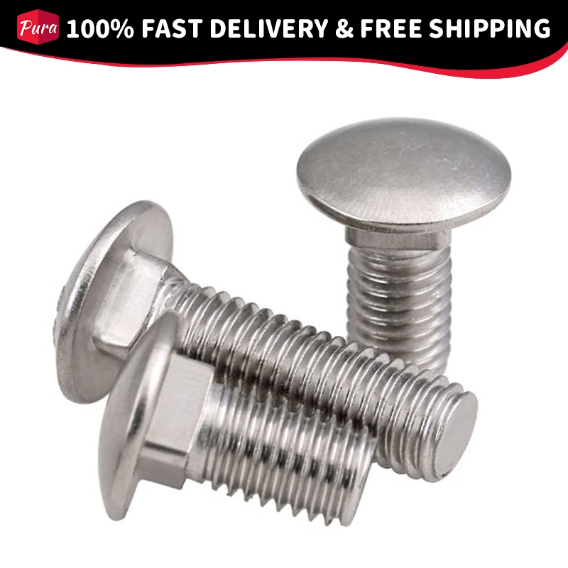 304 Stainless Steel Carriage Screw M8 Full Thread Semicircle Head Screw ...