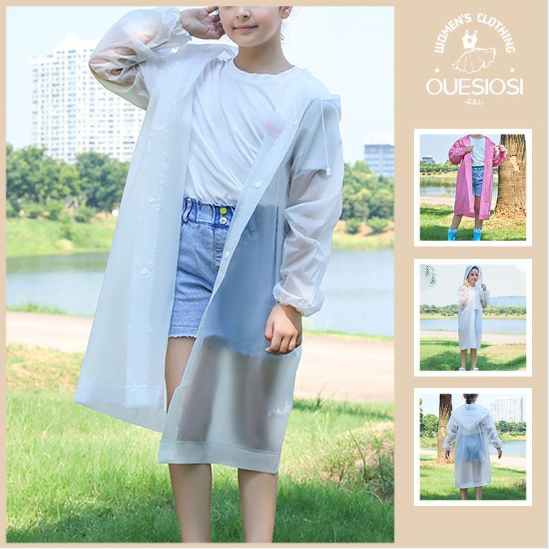 Rain Ponchos for Kids, Reusable EVA Raincoats with Hoods and Sleeves ...