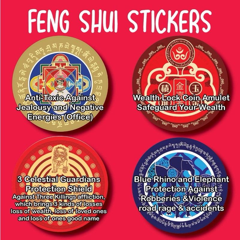 Feng Shui Amulet Stickers For Wealth For Health Lucky Charms Sticker ...