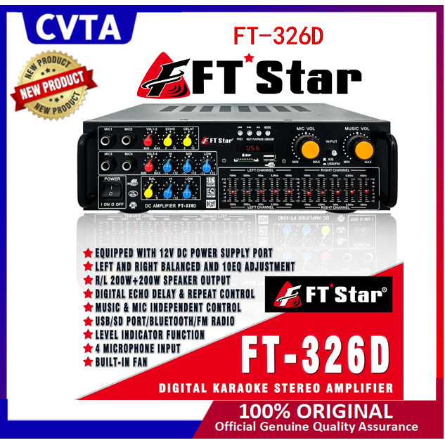 【CVTA】FT STAR FT-326D 2 Channel Amplifier With Mixer Equalizer | Shopee ...