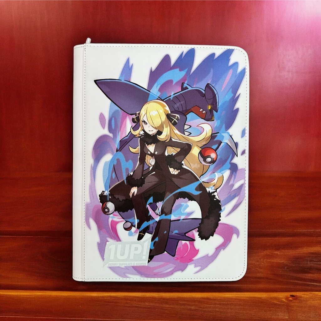 Cynthia & Garchomp Printed White 9-Pocket Zipper Card Binder by 1UP | TCG Album | Limited ...