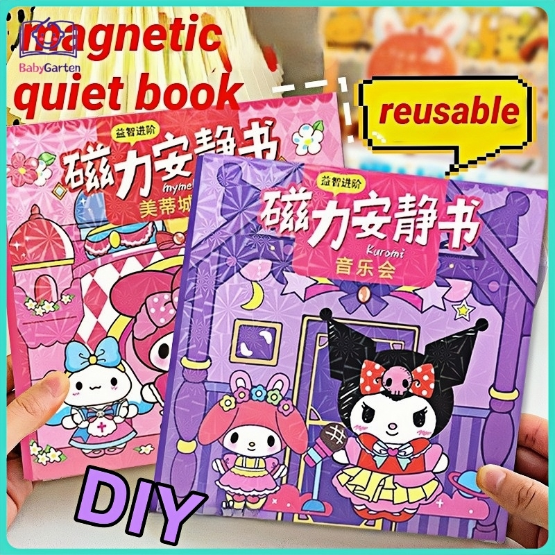 Cartoon Magnetic Kuromi Paper Doll House Book Set Sanrio Quiet Book ...