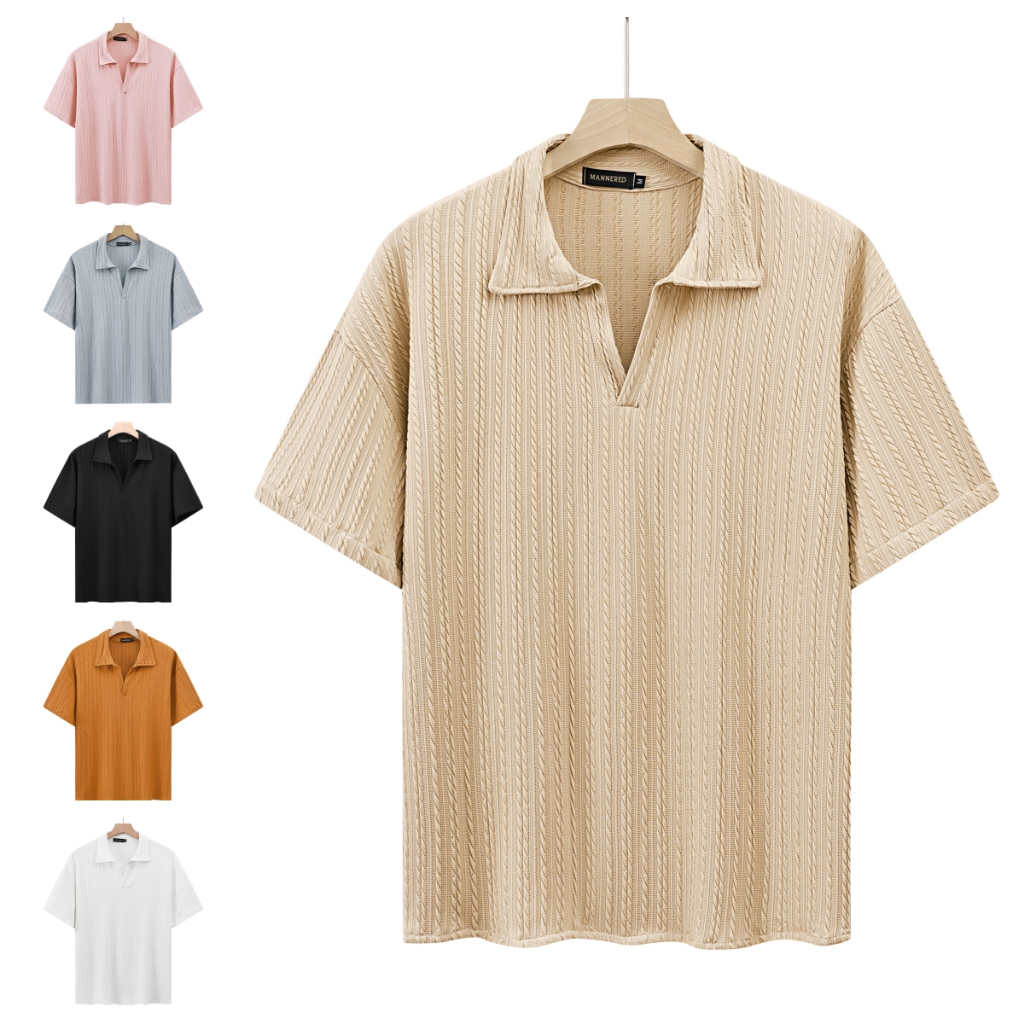 MANNERED by HUILISHI Boxy Cropped Polo Shirts for Men Oversized Fit ...