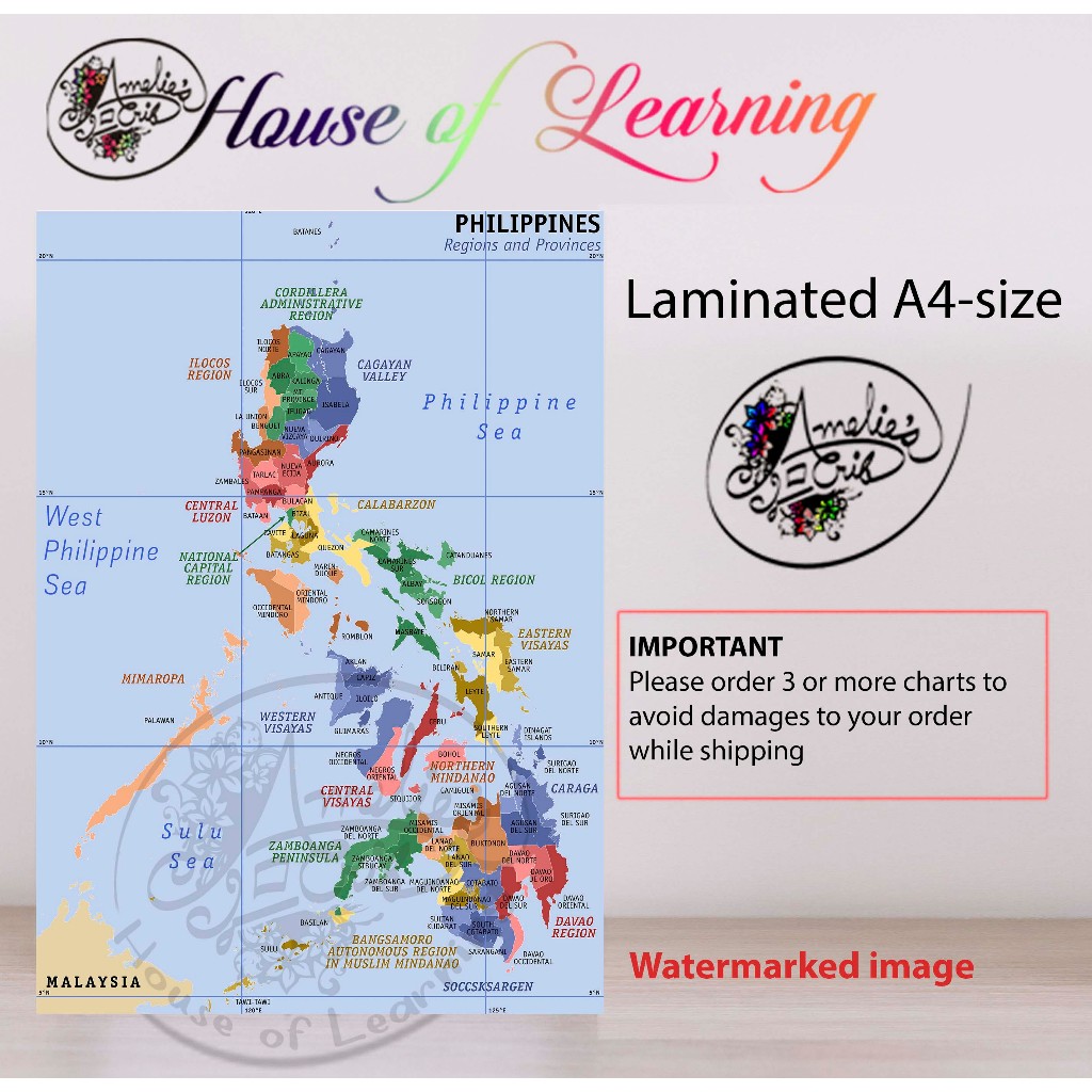 UPDATED Philippine Map by Regions Educational Wall Chart for Kids, Mapa ...