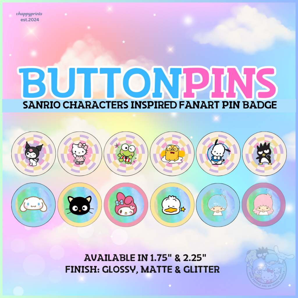 PIN BADGE Sanrio Characters Inspired Fanmade Button Pin | Shopee Malaysia