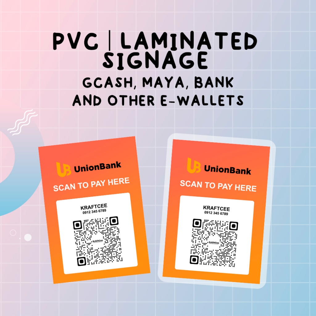 Union Bank PVC Laminated QR Code Payment | Signage | Custom Print ...