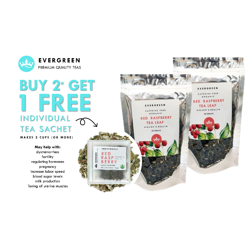 EVERGREEN Organic Red Raspberry Tea Leaf 20 grams, Buy 2packs Get 1 Tea Sachet Free | Women's ...