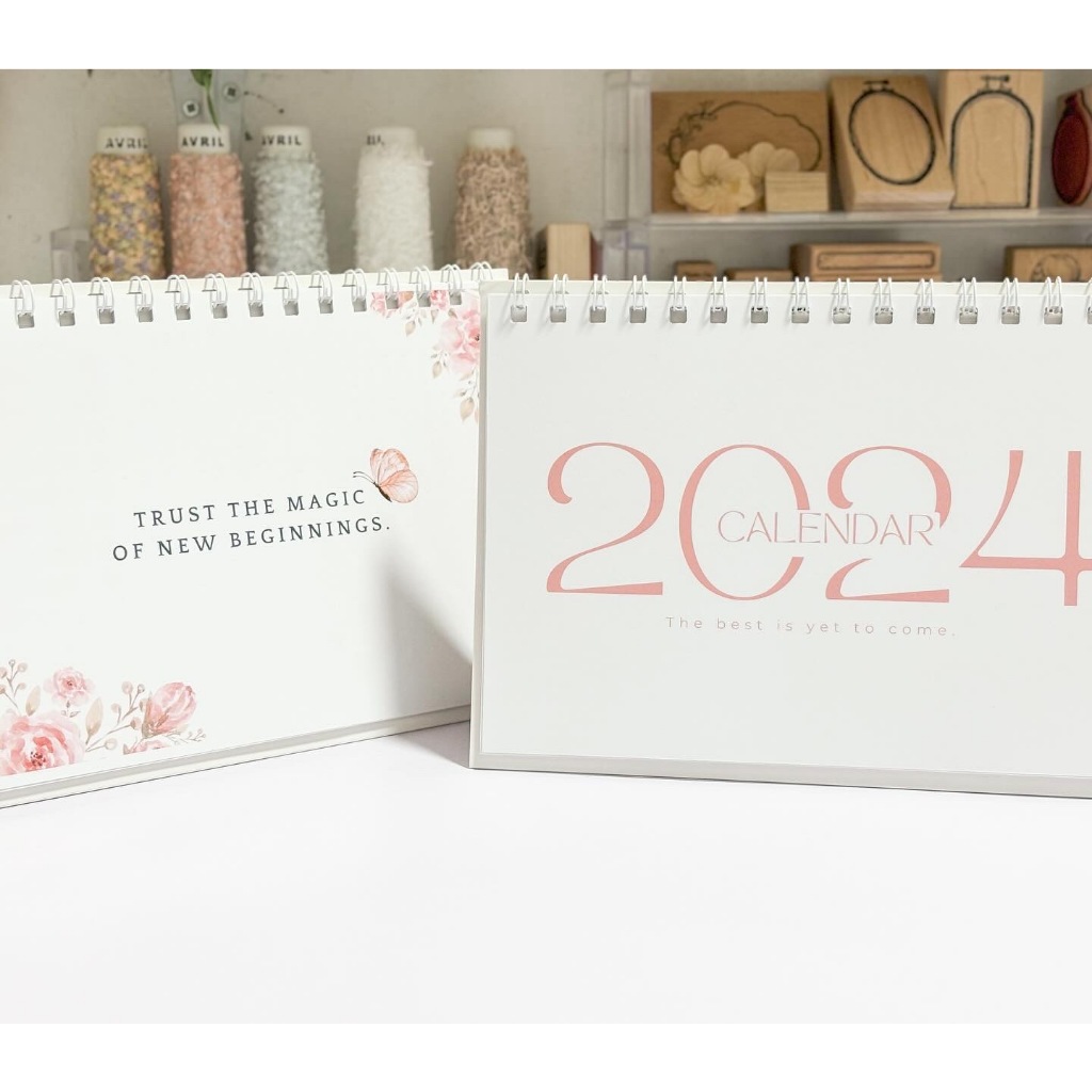 2024 Minimalist Floral Desk Calendar, Office Planner, Back to Back ...