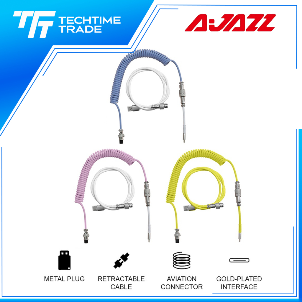Ajazz AL60 Coiled and Double Row Mechanical Keyboard Cable Wire Type C ...