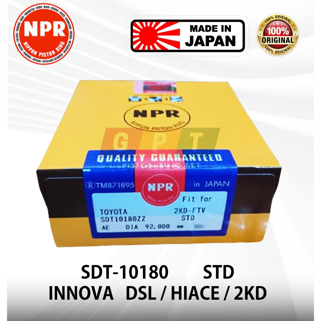 NPR PISTON RING for Toyota Innova Fortuner Hilux Hiace 2.5 2KD 04-15 ...