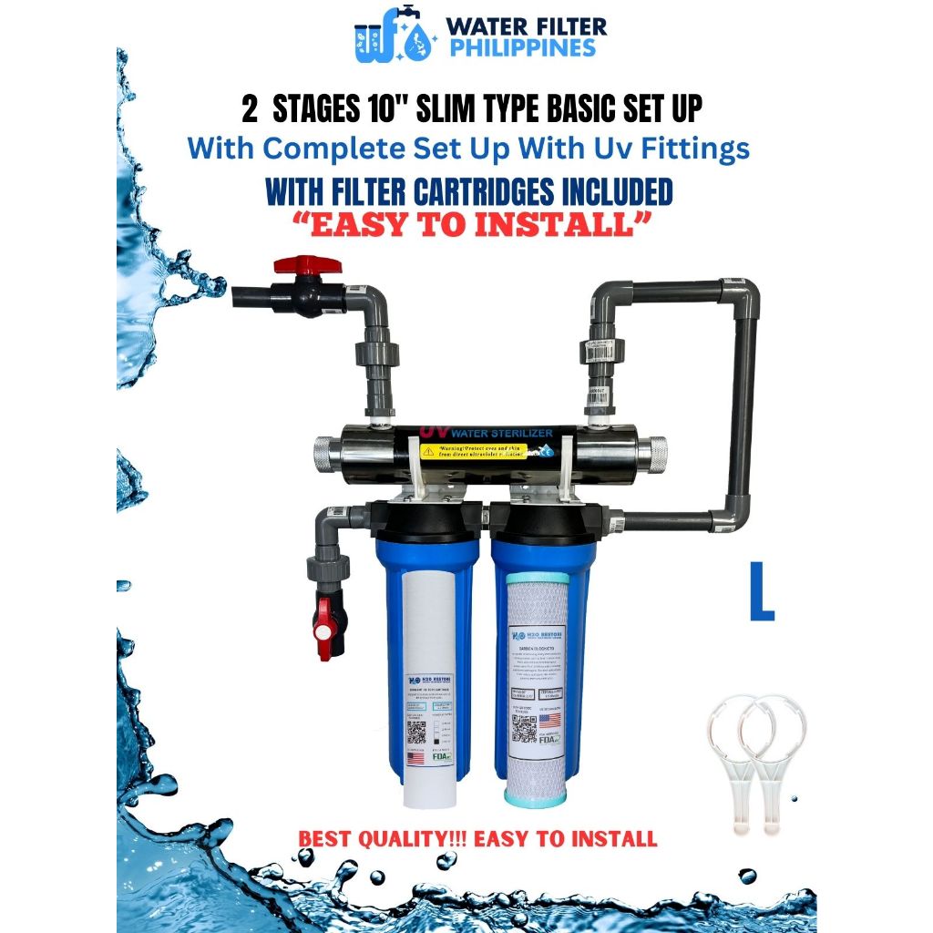 Water Filtration System 2 Stages 10" Slim Type Basic Set Up Complete ...