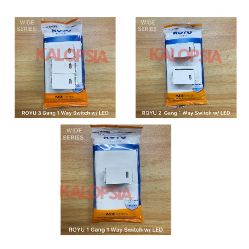 SET ROYU WIDE SERIES 1-3GANG 1WAY SWITCH, 1WAY SWITCH W/ LED SET, PLATE ...