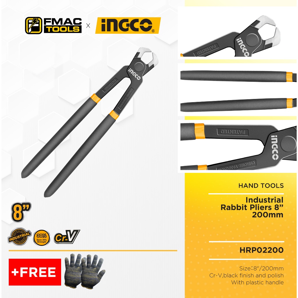 INGCO Industrial Rabbit Pliers 8” / 200mm HRP02200 + FREEBIES FMAC ...
