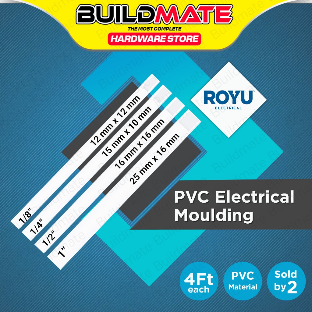 (2PCS x 4FT) BUILDMATE Royu PVC Electrical Moulding 1/2" - 1" Inch ...
