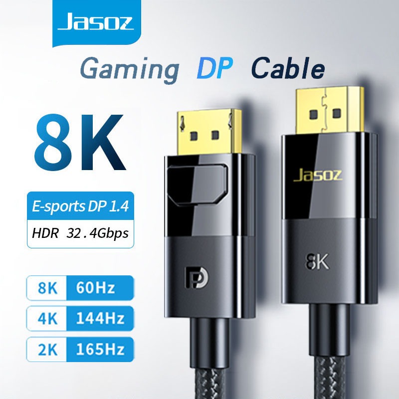 Jasoz Displayport 1.4 Cable 8K 4K/144hz 2K/165Hz DisplayPort Adapter ...